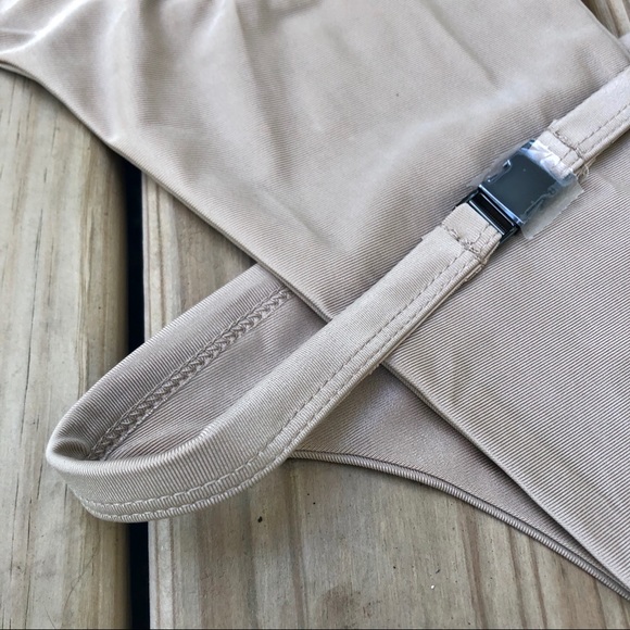 Swim | Nwt Cut Out Swimsuit Micro Monokini Camel Model Gold Buckle Open ...